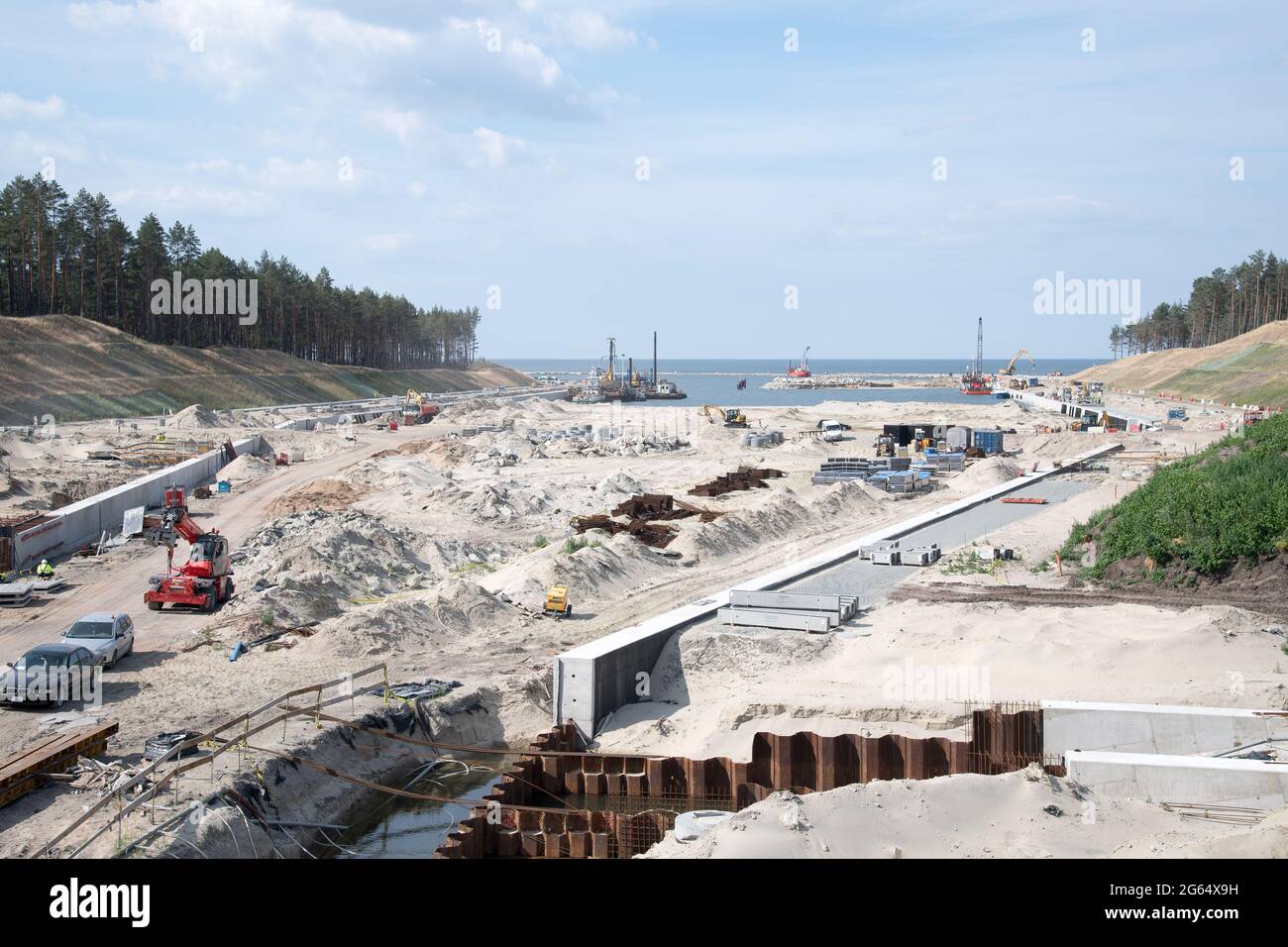 Construction site on the Vistula Spit canal which connect port of ...