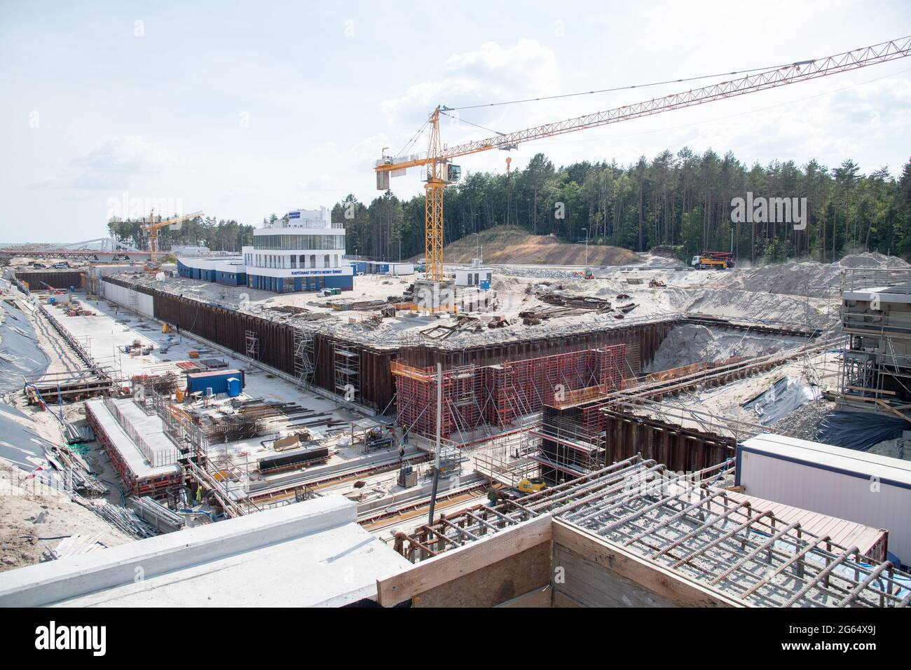 Construction site on the Vistula Spit canal which connect port of ...