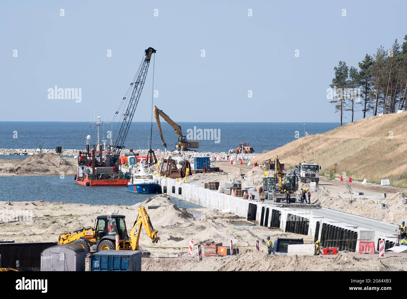 Construction site on the Vistula Spit canal which connect port of ...