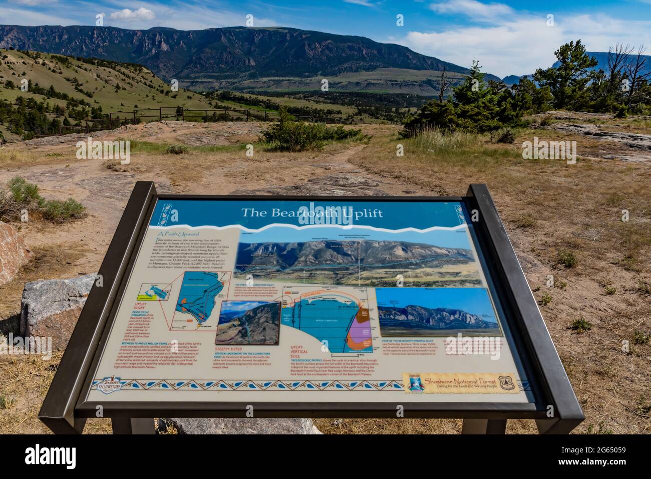 The Beartooth Uplift interpretive sign at Sunlight Creek along Chief ...