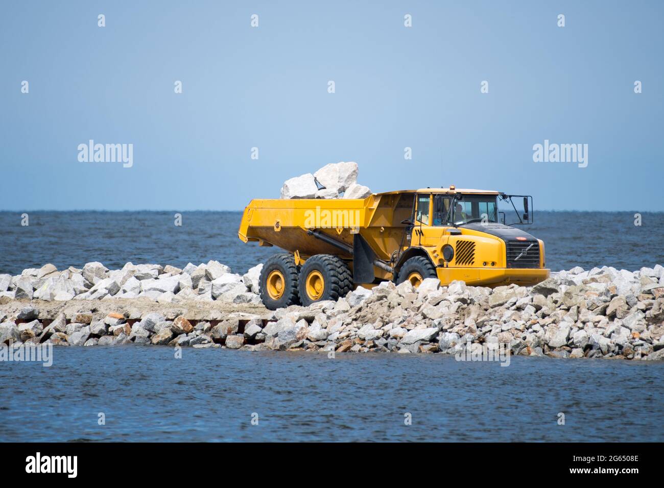 Construction site on the Vistula Spit canal which connect port of ...