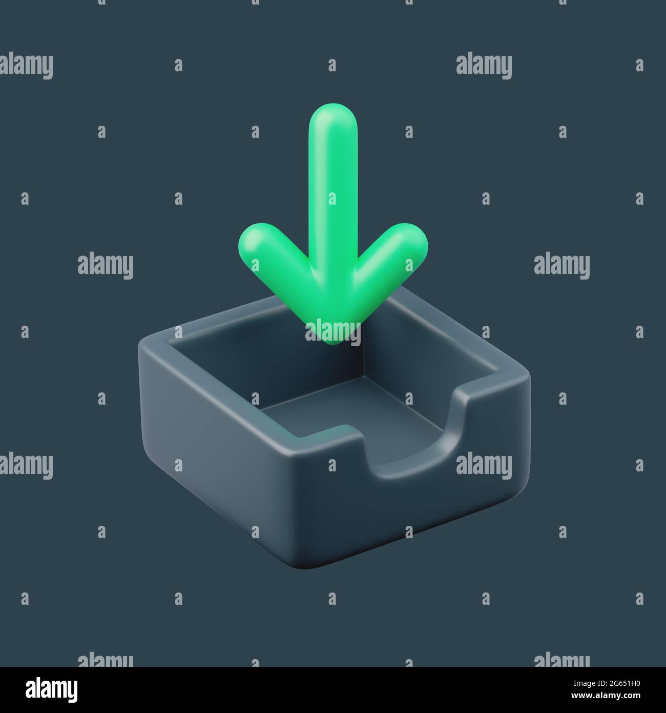 Download icon with green down arrow. Simple 3d render illustration on ...