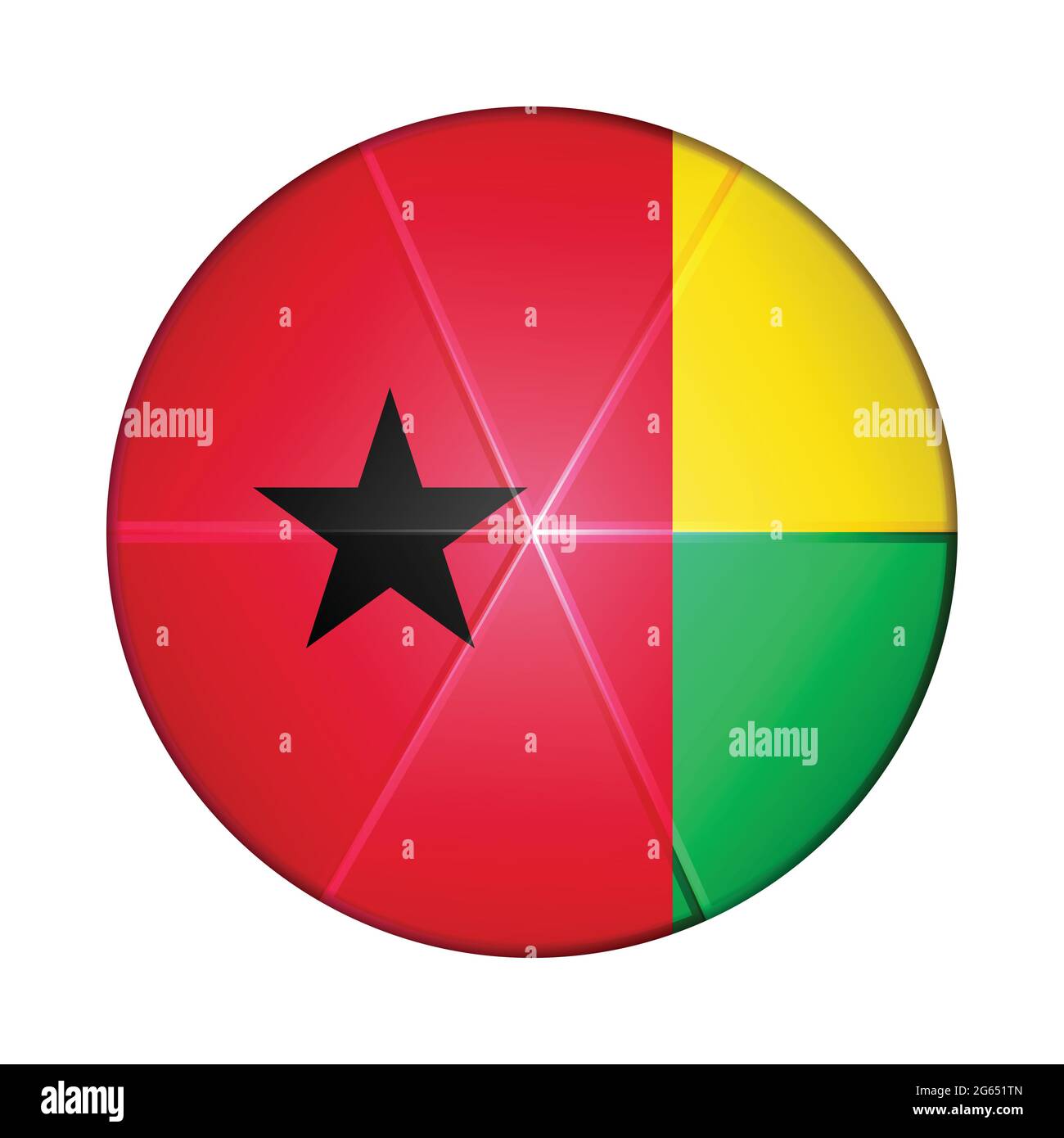 Glass light ball with flag of Guinea-Bissau. Round sphere, template ...