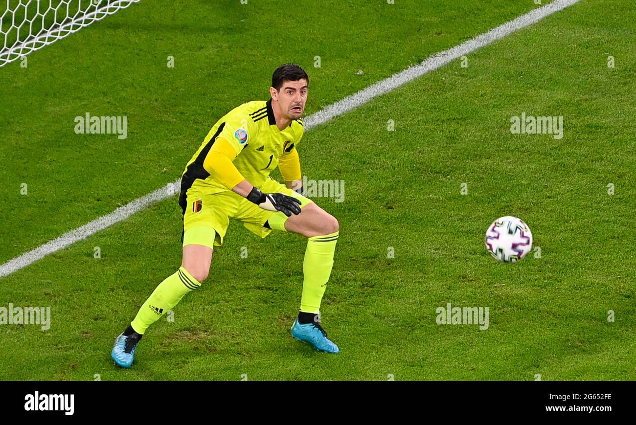 Munchen, Germany. 02nd July, 2021. Belgian goalkeeper Thibaut Courtois ...