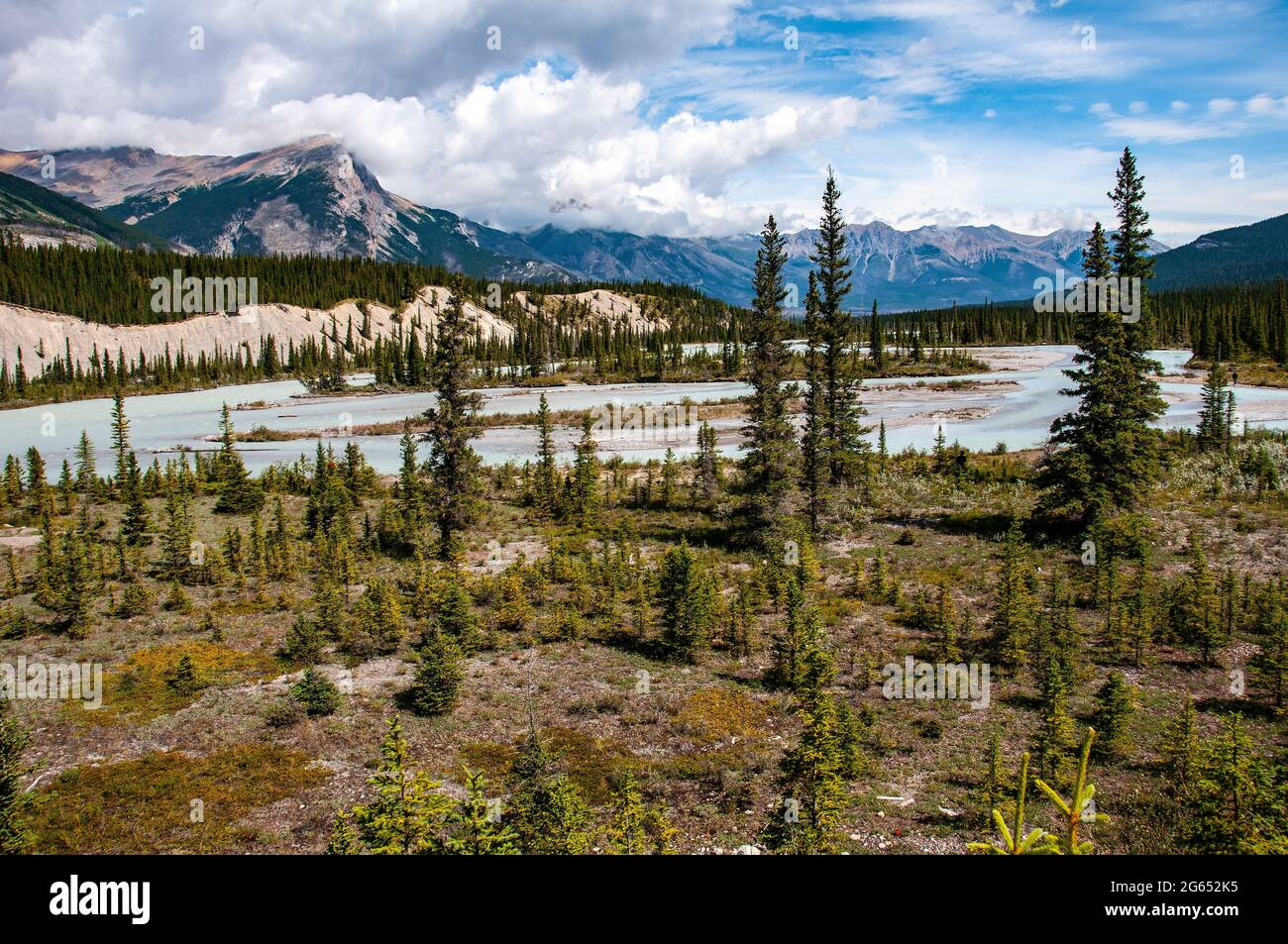 Glacier-fed river near Banff National Park, Alberta, Canada Stock Photo ...