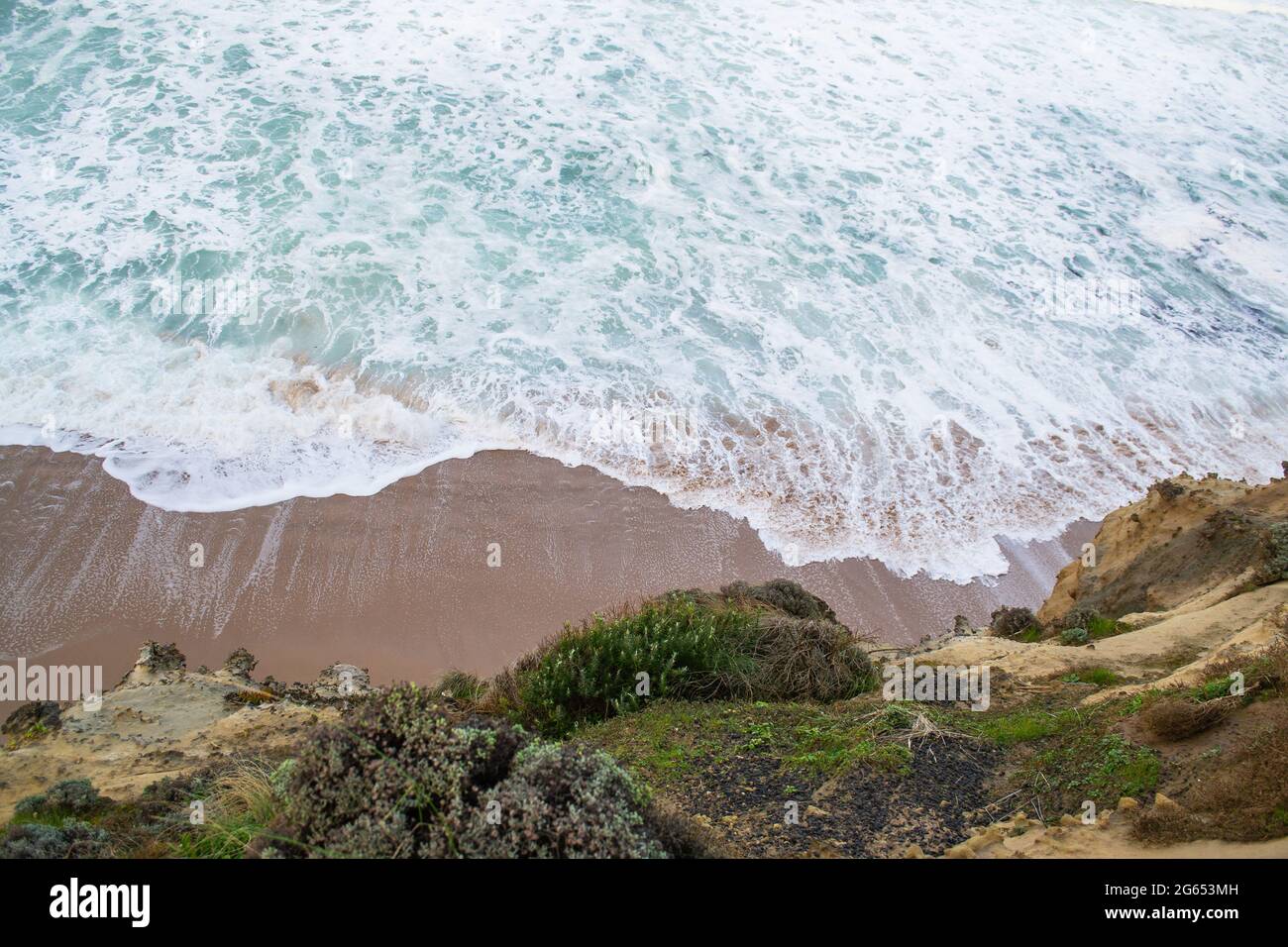 High-Angle of Australian Beach with Waves Breaking Stock Photo - Alamy