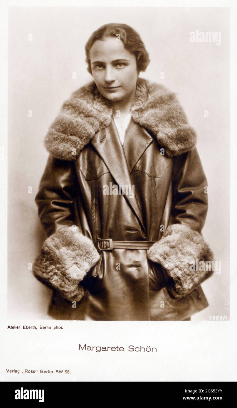 German Stage and Film Actress Margarete Schon, Half-Length Publicity ...