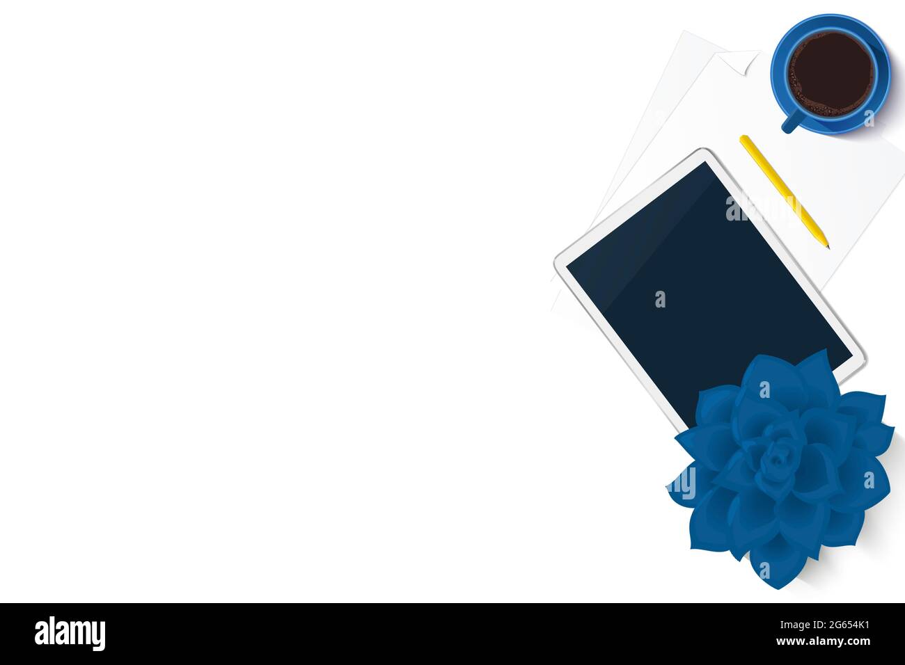 Work desk stationery laptop Cut Out Stock Images & Pictures - Alamy