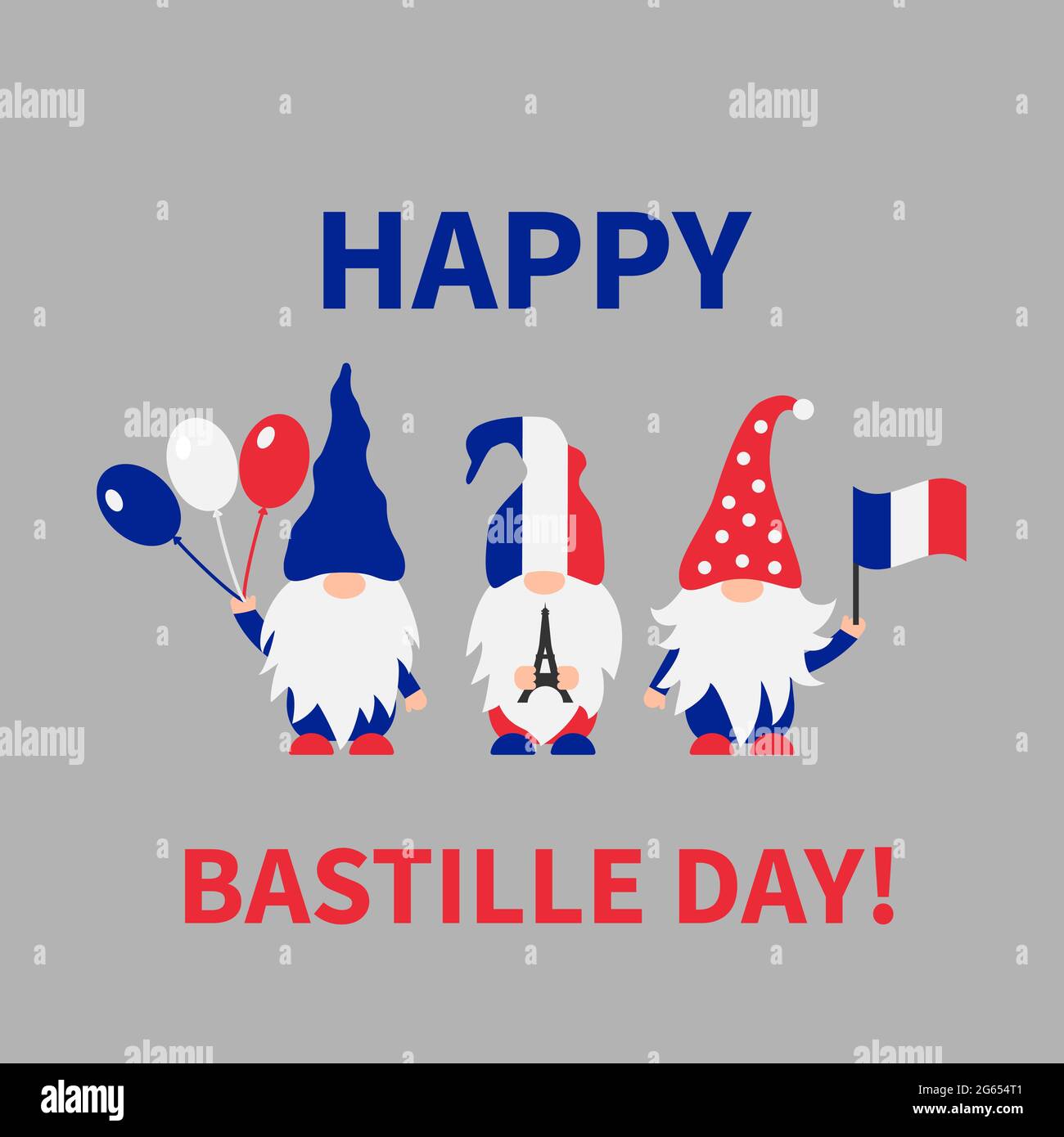 Bastille Day gnomes with flag of France. French patriotic gnomes ...