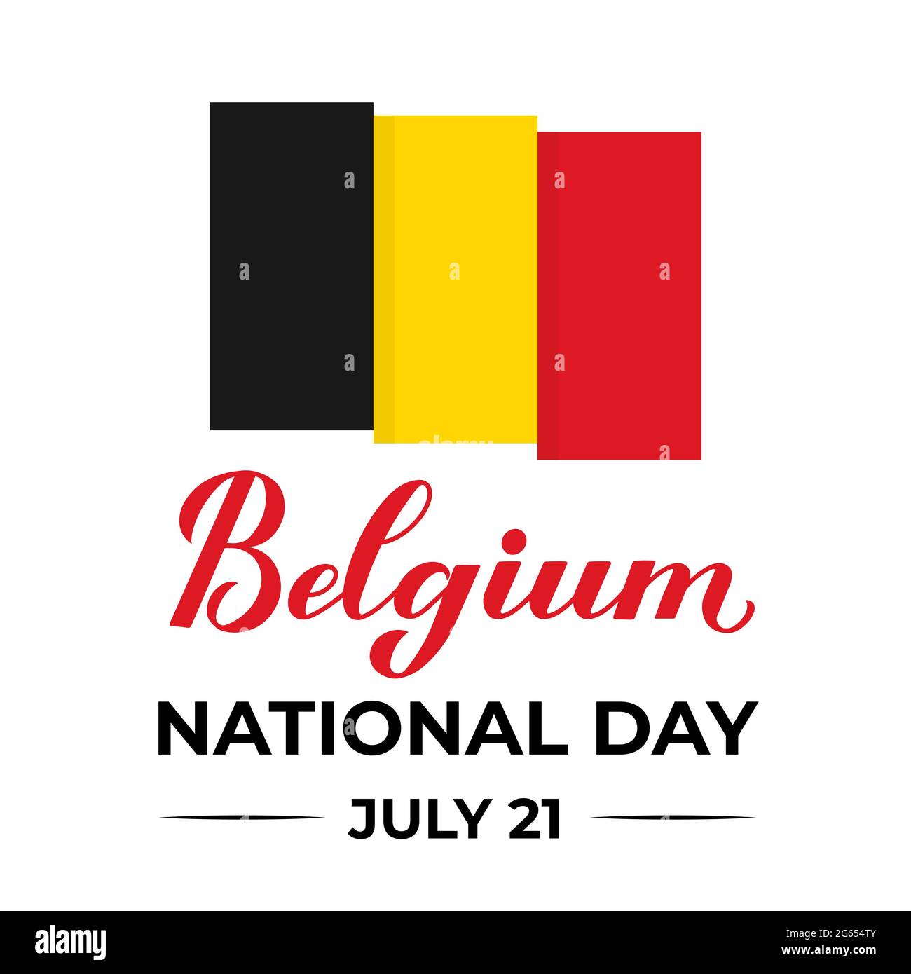 Belgium National Day lettering with Belgian flag. Belgium holiday ...