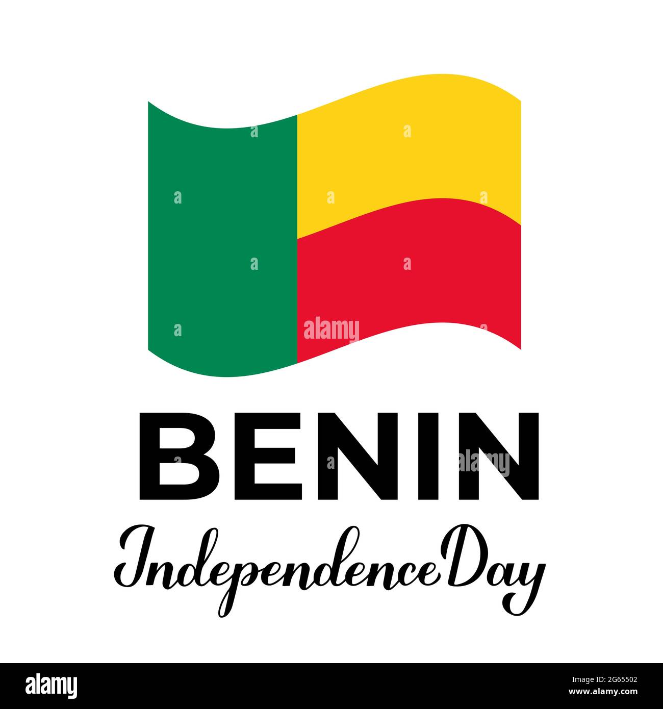 Benin Independence Day lettering with flag. National holiday celebrate ...