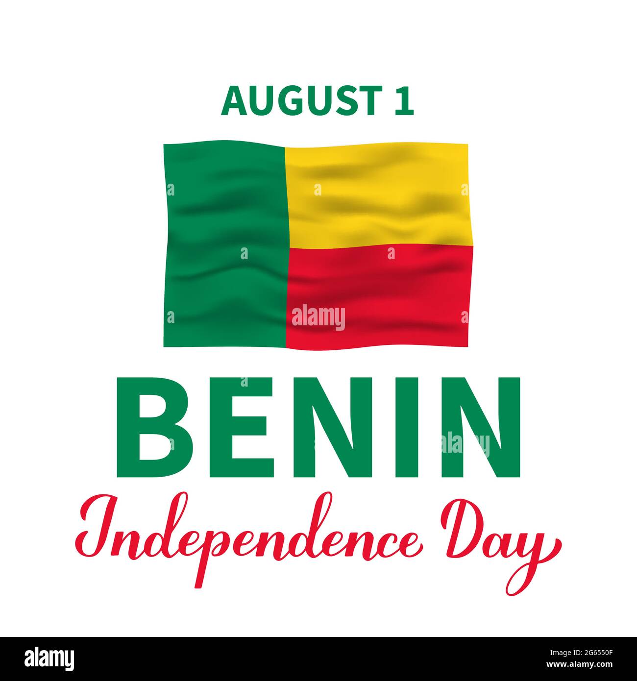 Benin Independence Day lettering with flag. National holiday celebrate ...