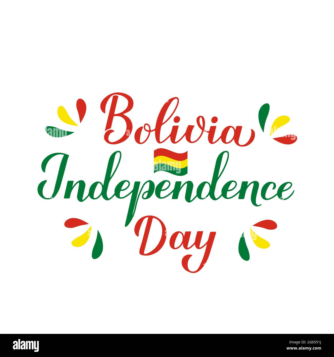 Bolivia Independence Day calligraphy lettering isolated on white ...