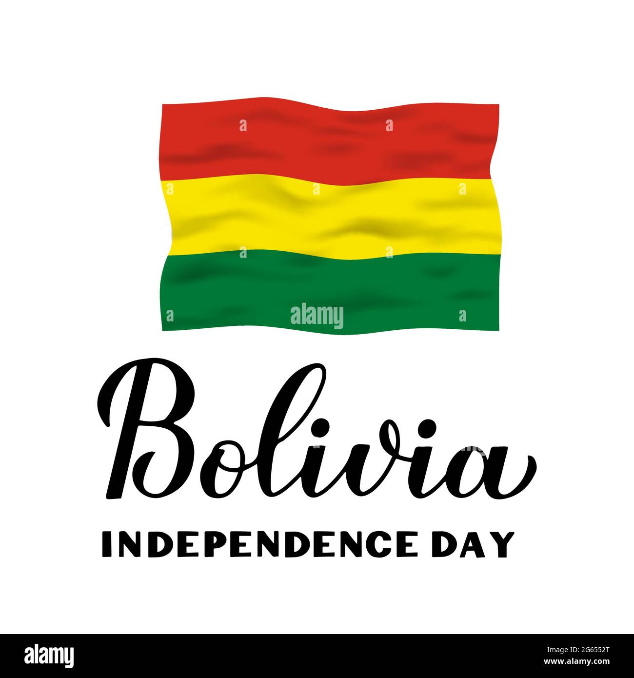 Bolivia Independence Day calligraphy lettering isolated on white ...