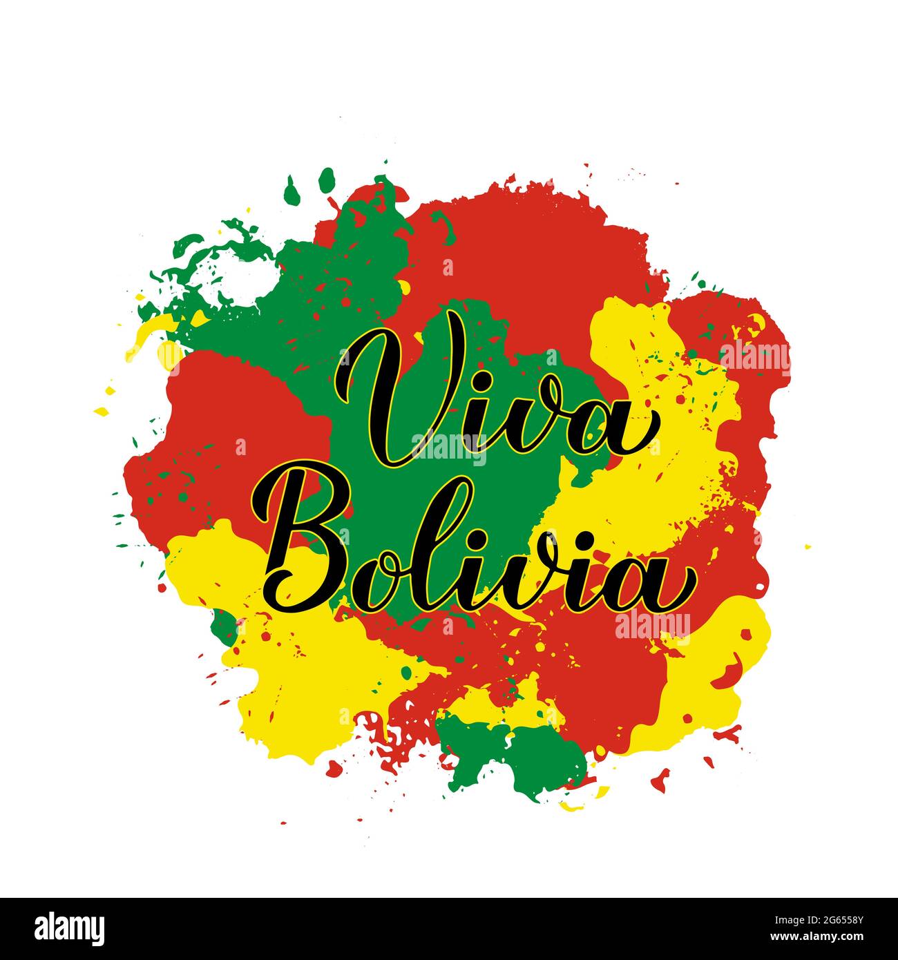 Viva Bolivia Long Live Bolivia lettering in Spanish. Bolivian ...