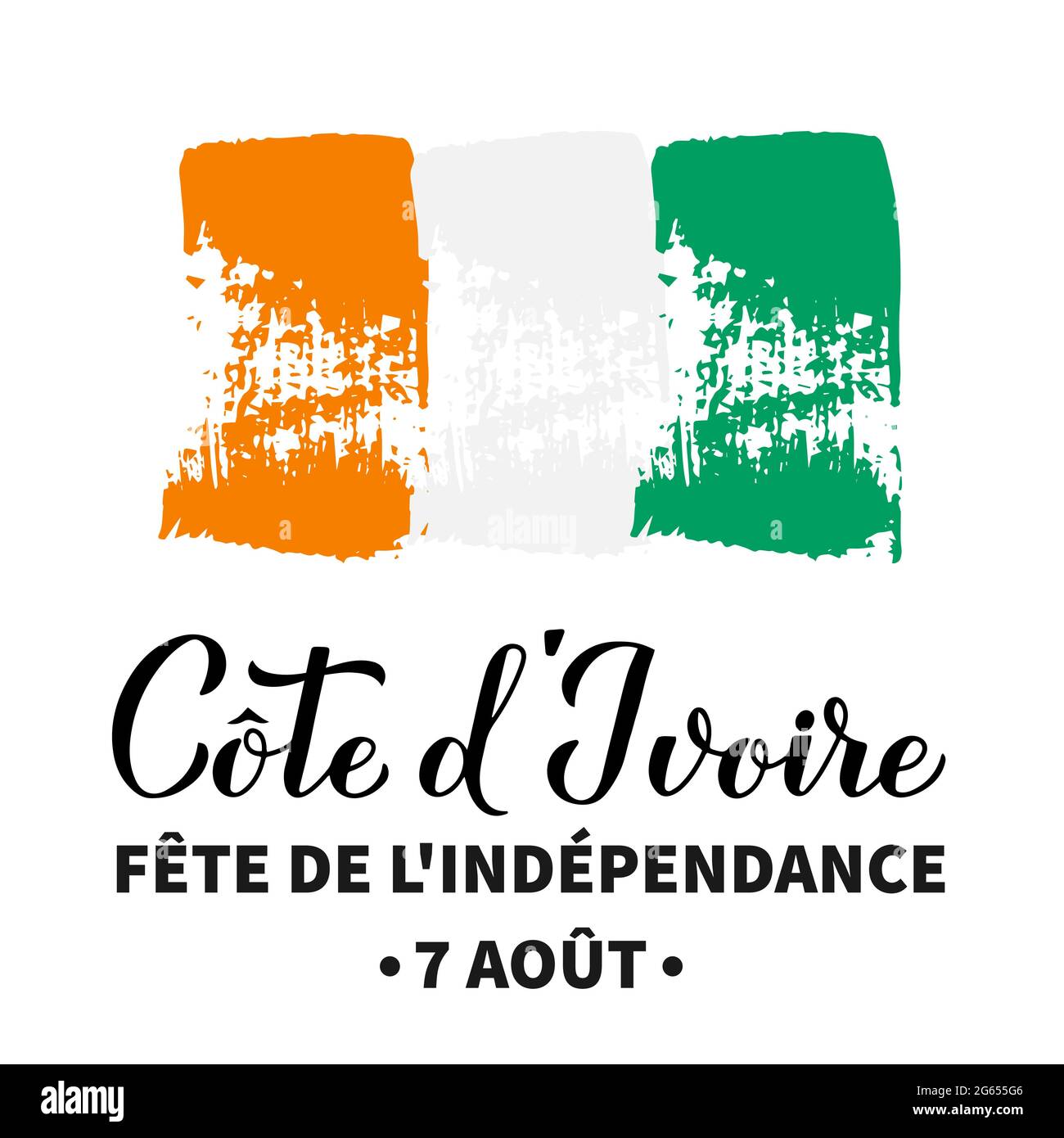 Ivory Coast Independence Day calligraphy lettering in French with brush ...