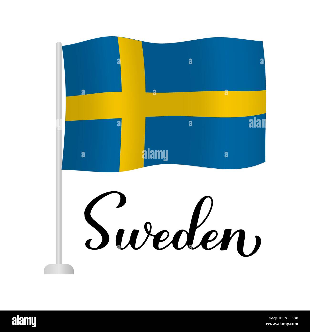 Flag of Sweden and calligraphy hand lettering isolated on white. Vector ...