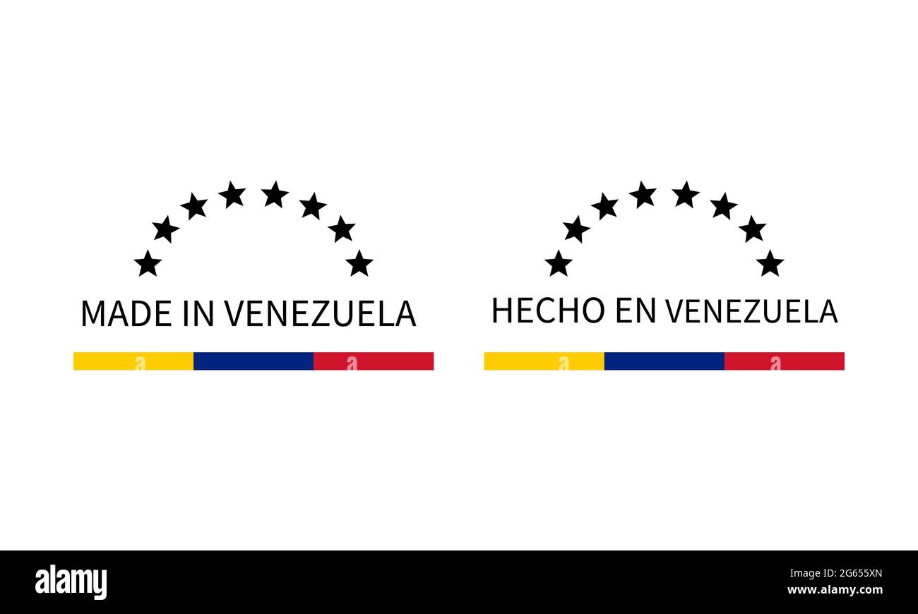 Made in Venezuela labels in English and in Spanish languages. Quality ...