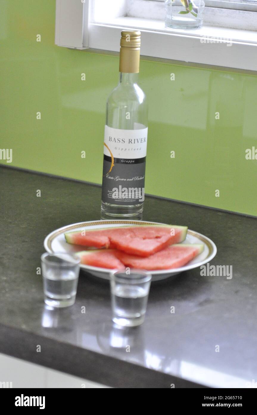food on the table and kitchen bench Stock Photo - Alamy