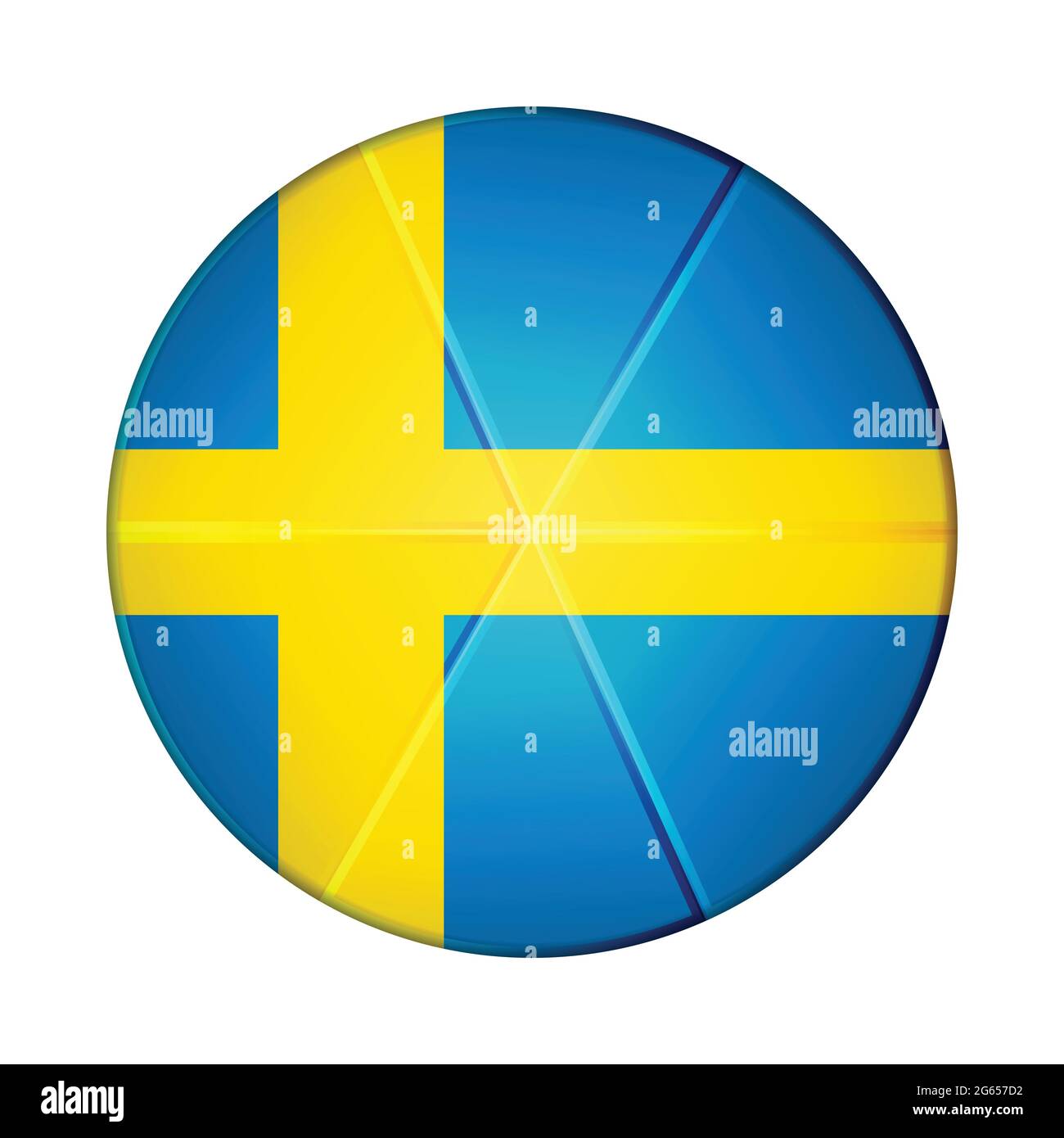 Glass light ball with flag of Sweden. Round sphere, template icon ...