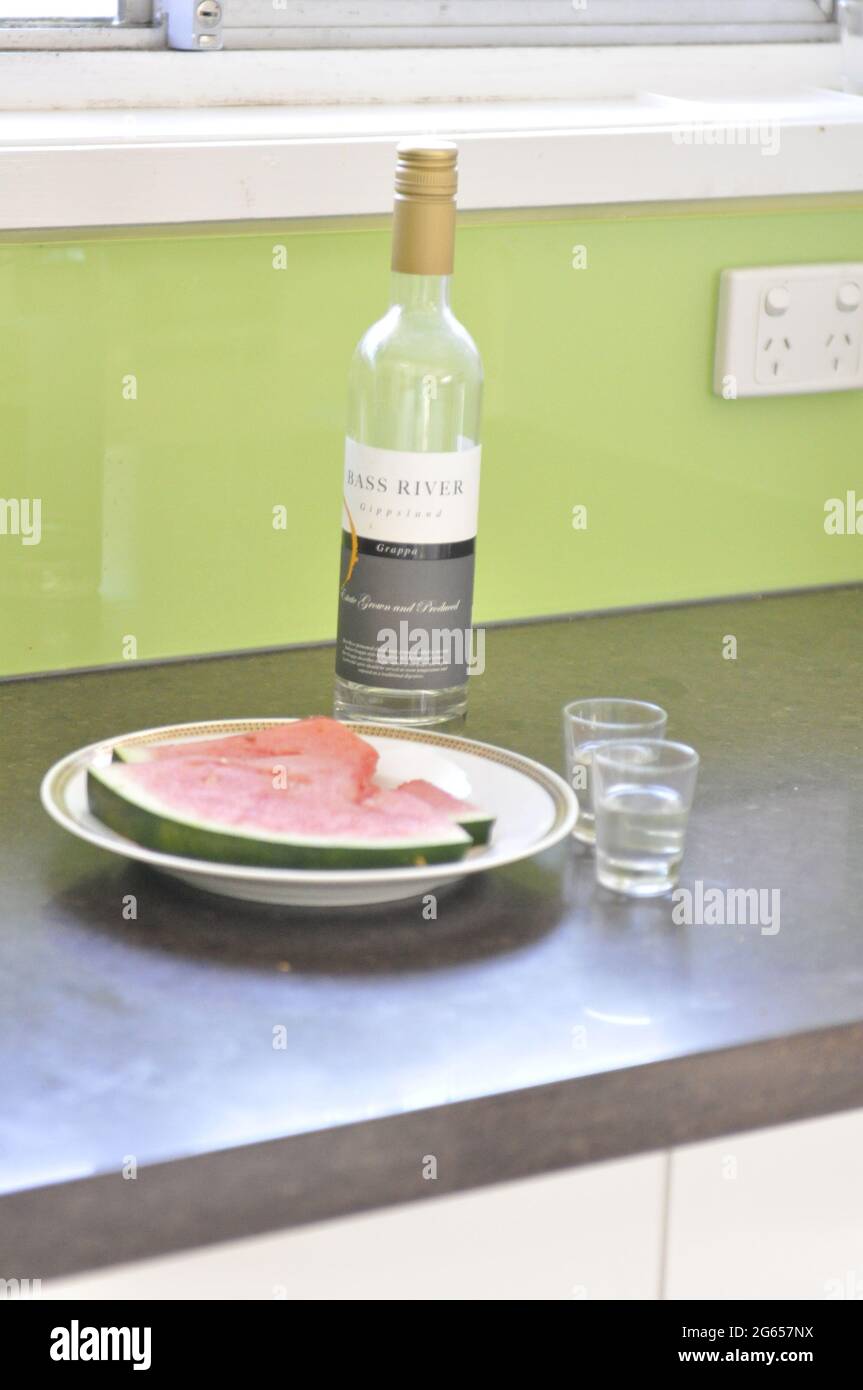 food on the table and kitchen bench Stock Photo - Alamy