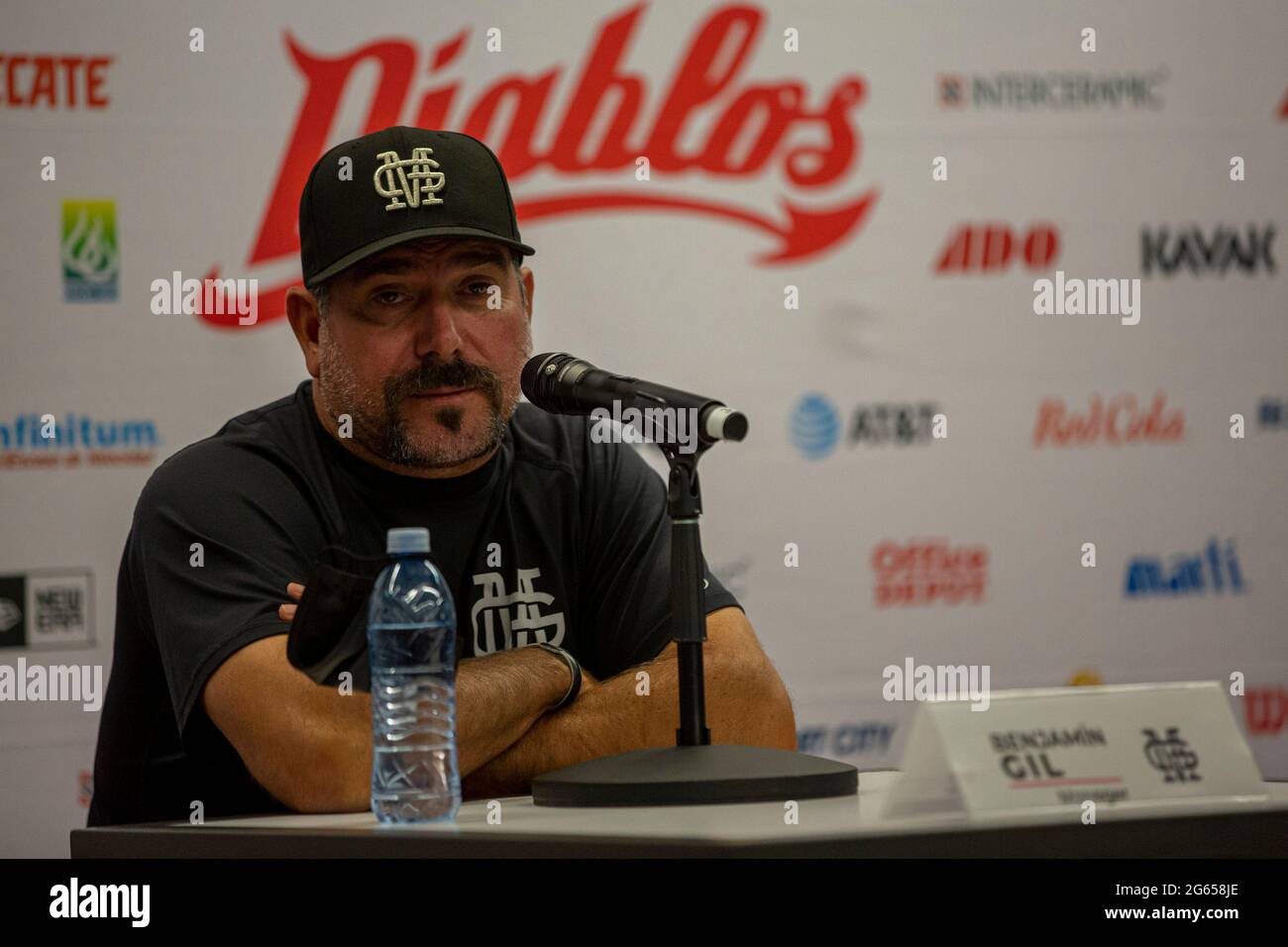 Mexico City, Mexico, July 2, 2021: Coach Benjamin Gil of the Diablos ...
