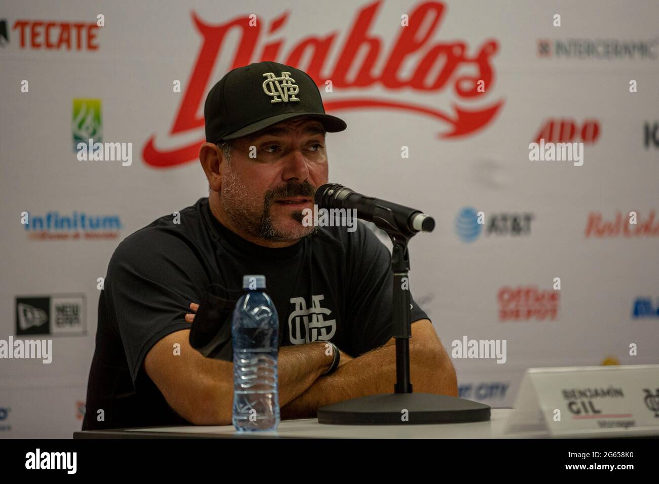 Mexico City, Mexico, July 2, 2021: Coach Benjamin Gil of the Diablos ...