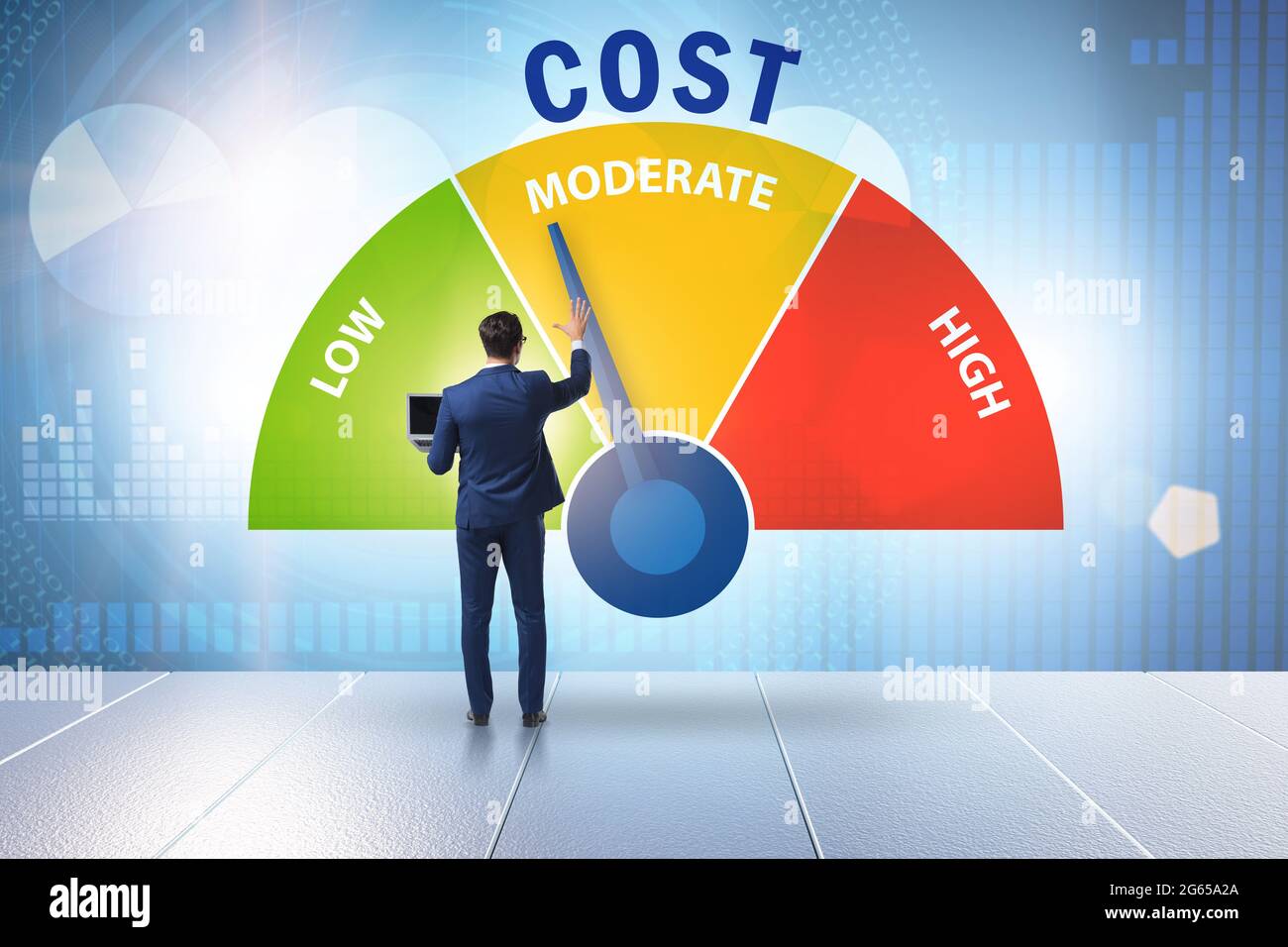 Cost management concept with the businessman Stock Photo - Alamy