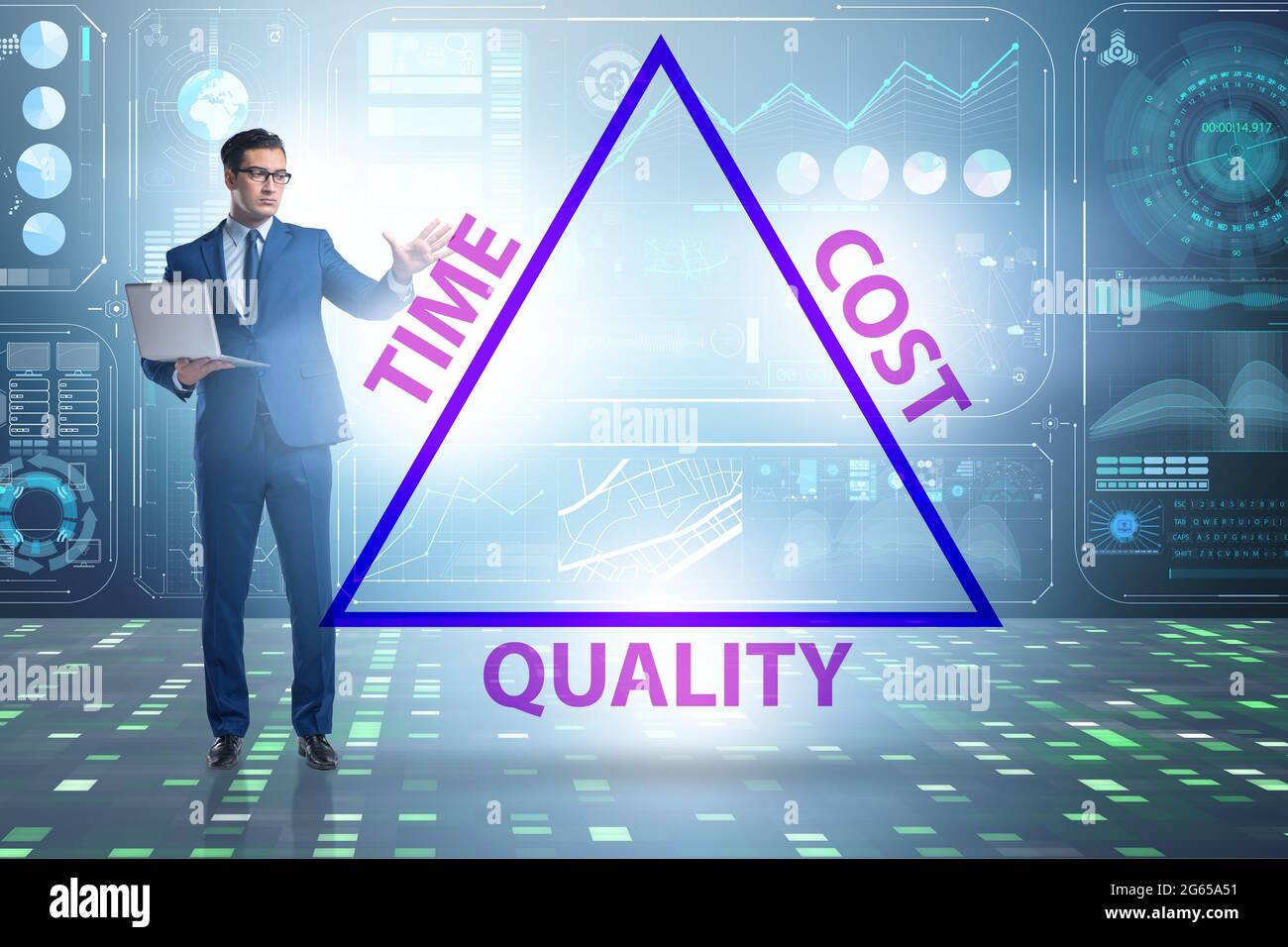 Concept of efficiency with cost time and the quality Stock Photo - Alamy