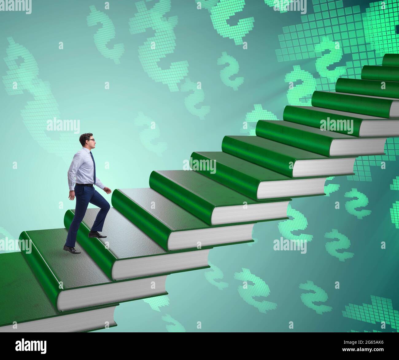 The businessman student climbing the ladder of education books Stock ...