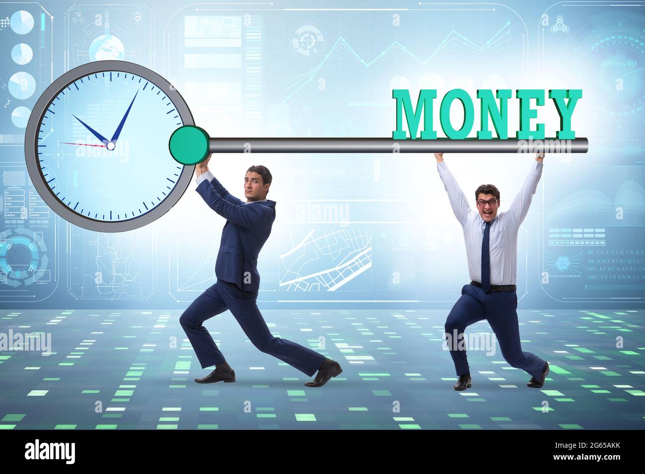 Time is money concept with the businessman and key Stock Photo - Alamy