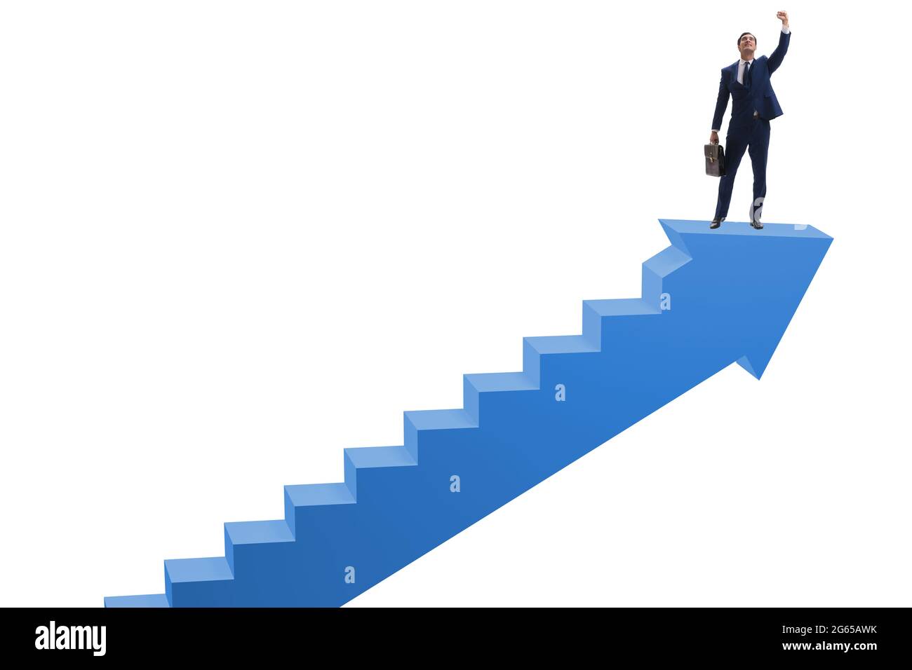 Businessman climbing career ladder in the business concept Stock Photo ...