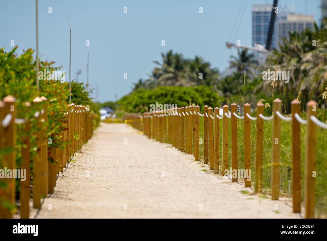 Miami Beach surfside pedestrian walkway on the sand Stock Photo - Alamy