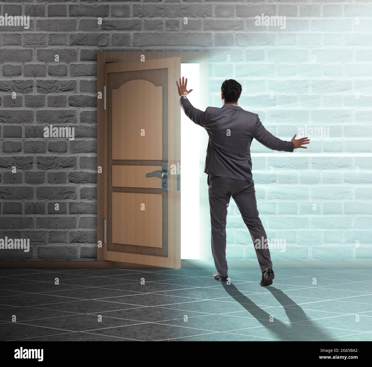 The businessman in business uncertainty concept Stock Photo - Alamy
