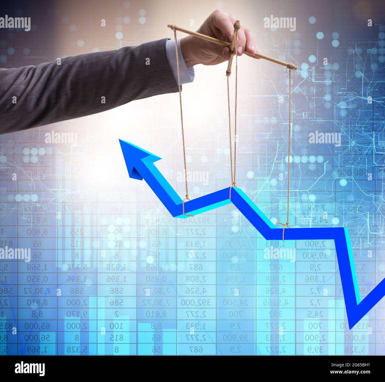 The hand supporting the growth chart line Stock Photo - Alamy