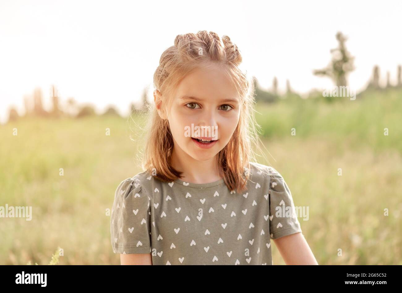 Preteen girl on the nature Stock Photo - Alamy