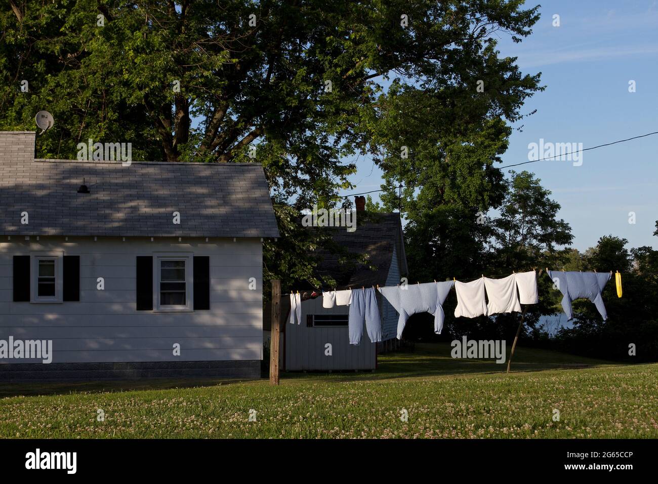 Clothes drying in the wind on a clothes line hi-res stock photography ...