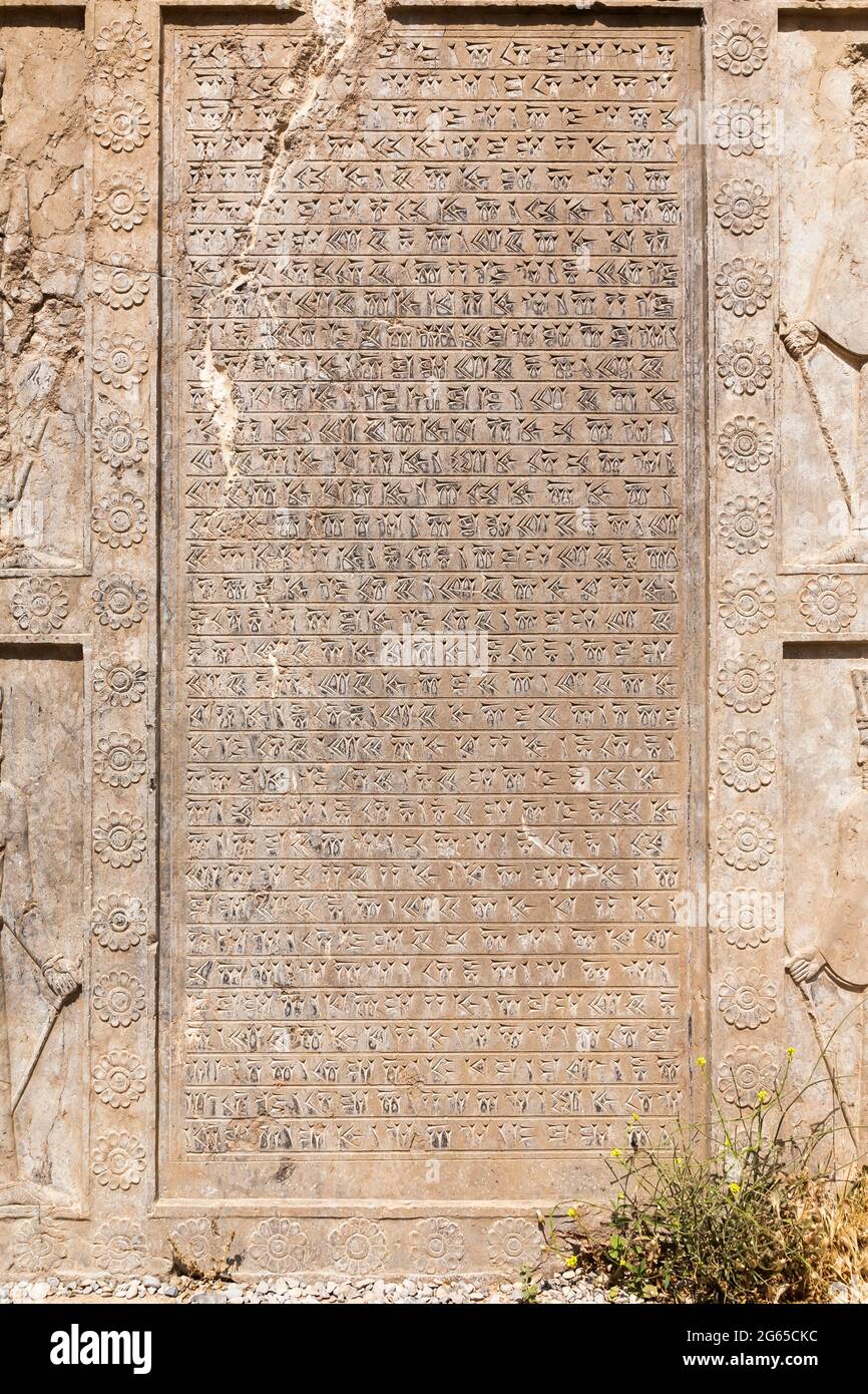 Persepolis, cuneiform inscription, palace of Darius the great(Tachara ...