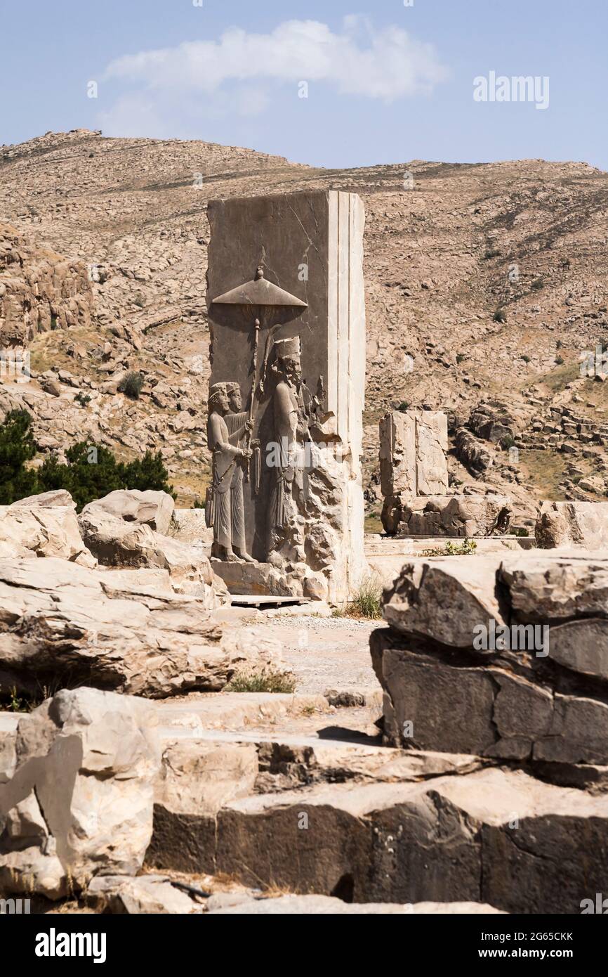 Persepolis,Bas-relief of King, palace of Xerxes, capital of Achaemenid ...