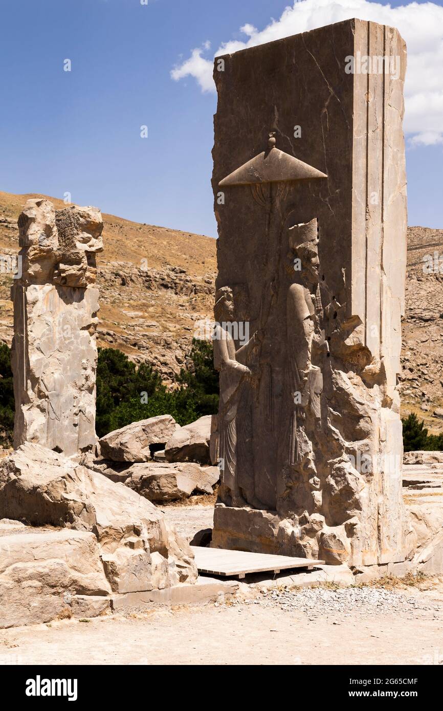 Persepolis,Bas-relief of King, palace of Xerxes, capital of Achaemenid ...