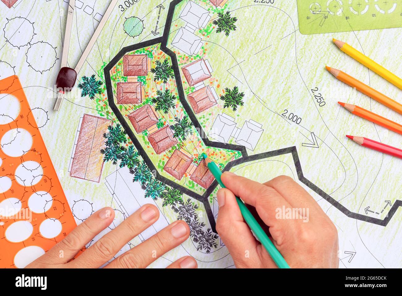 Landscape architecture design garden plan for housing development Stock ...