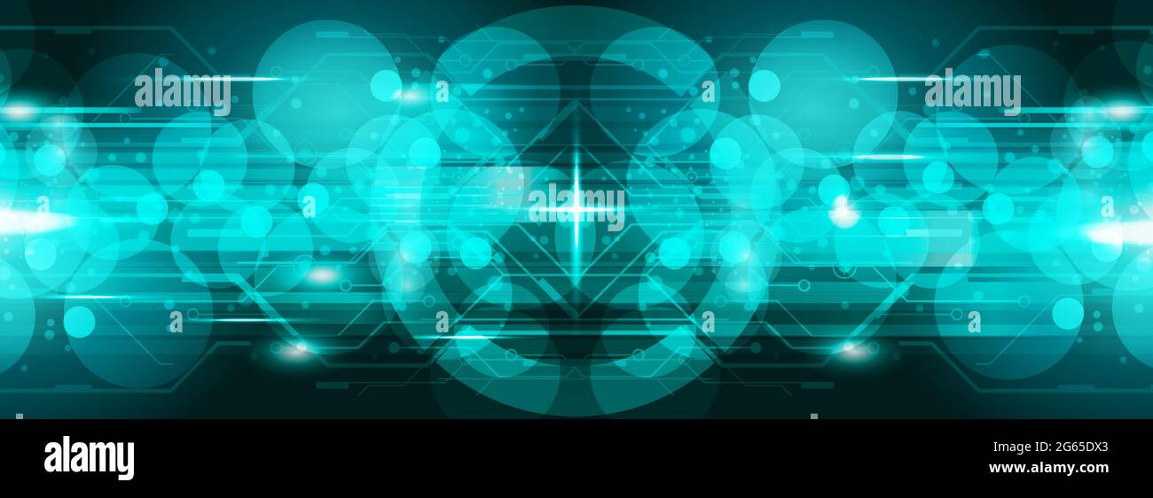 Art and Illustration green cyber digital with transparent circle and ...