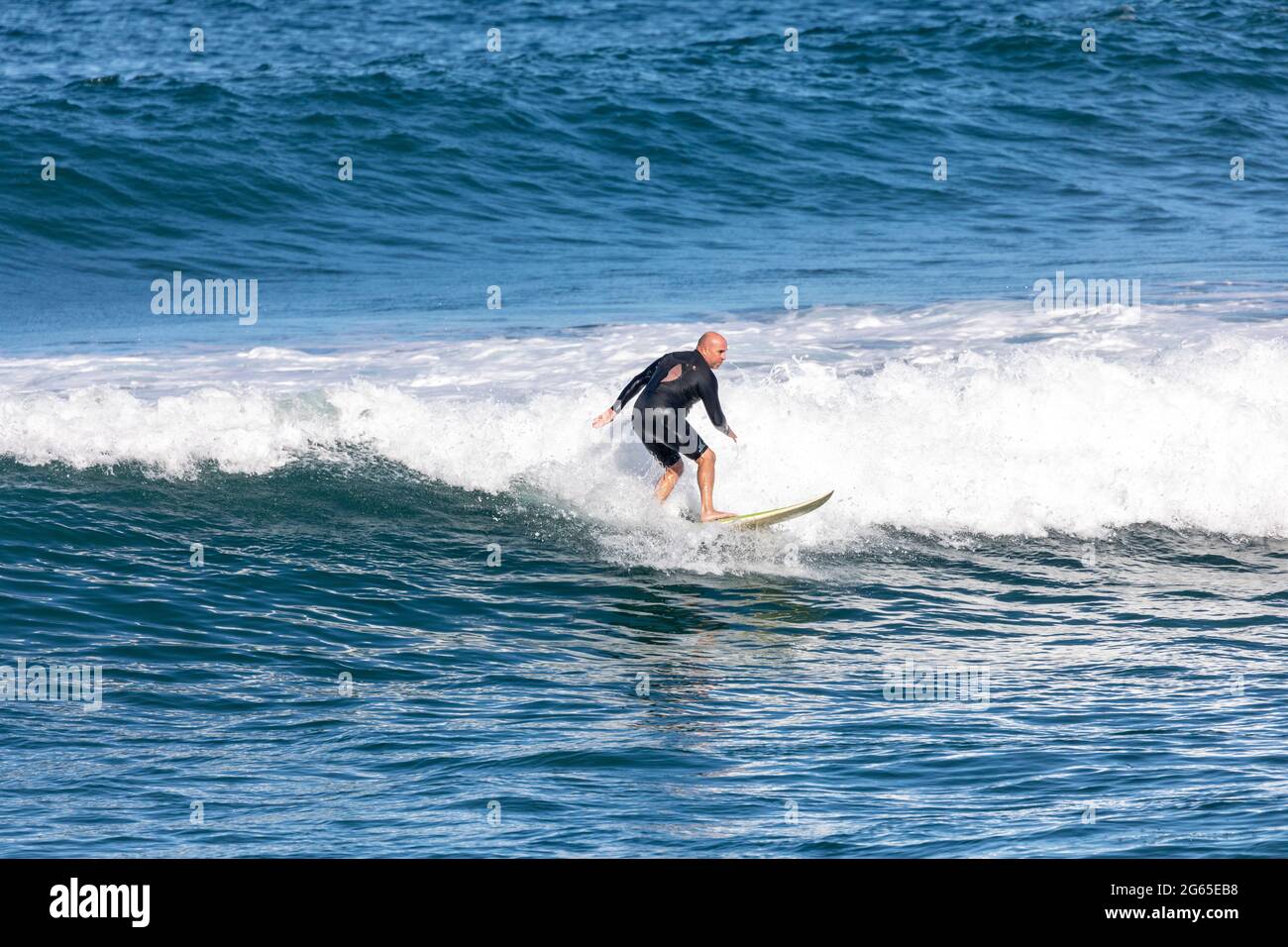 Male surfer riding the ocean wave at Avalon Beach in Sydney,Australia ...