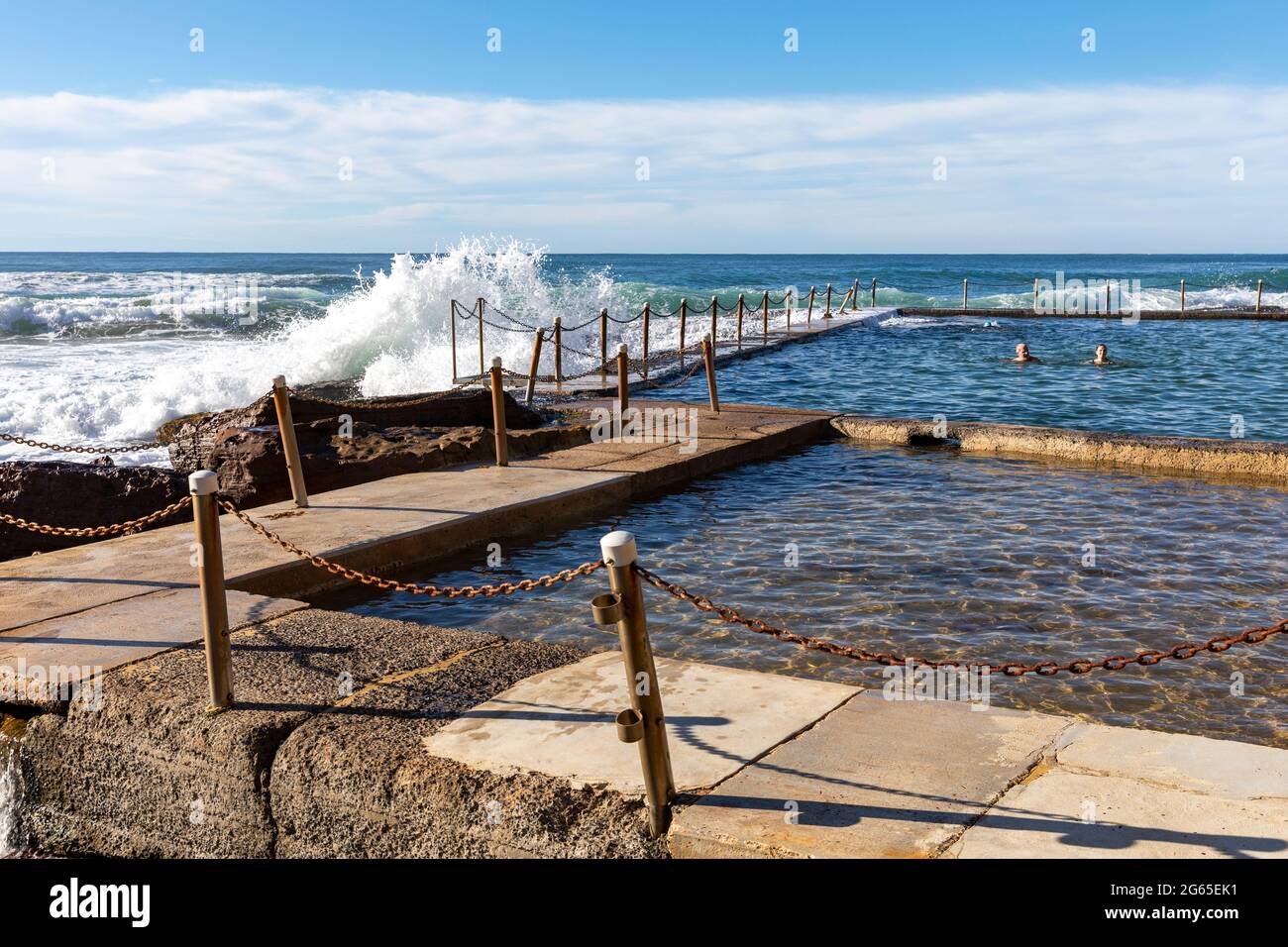 Australian beach swimming ocean pool at Avalon Beach in Sydney with ...