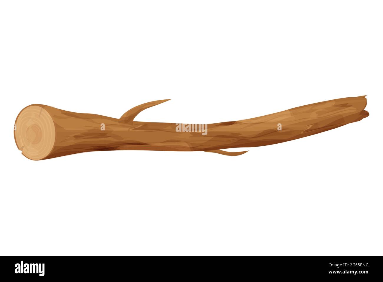 Tree stick, wooden twig, part or piece in cartoon style isolated on ...