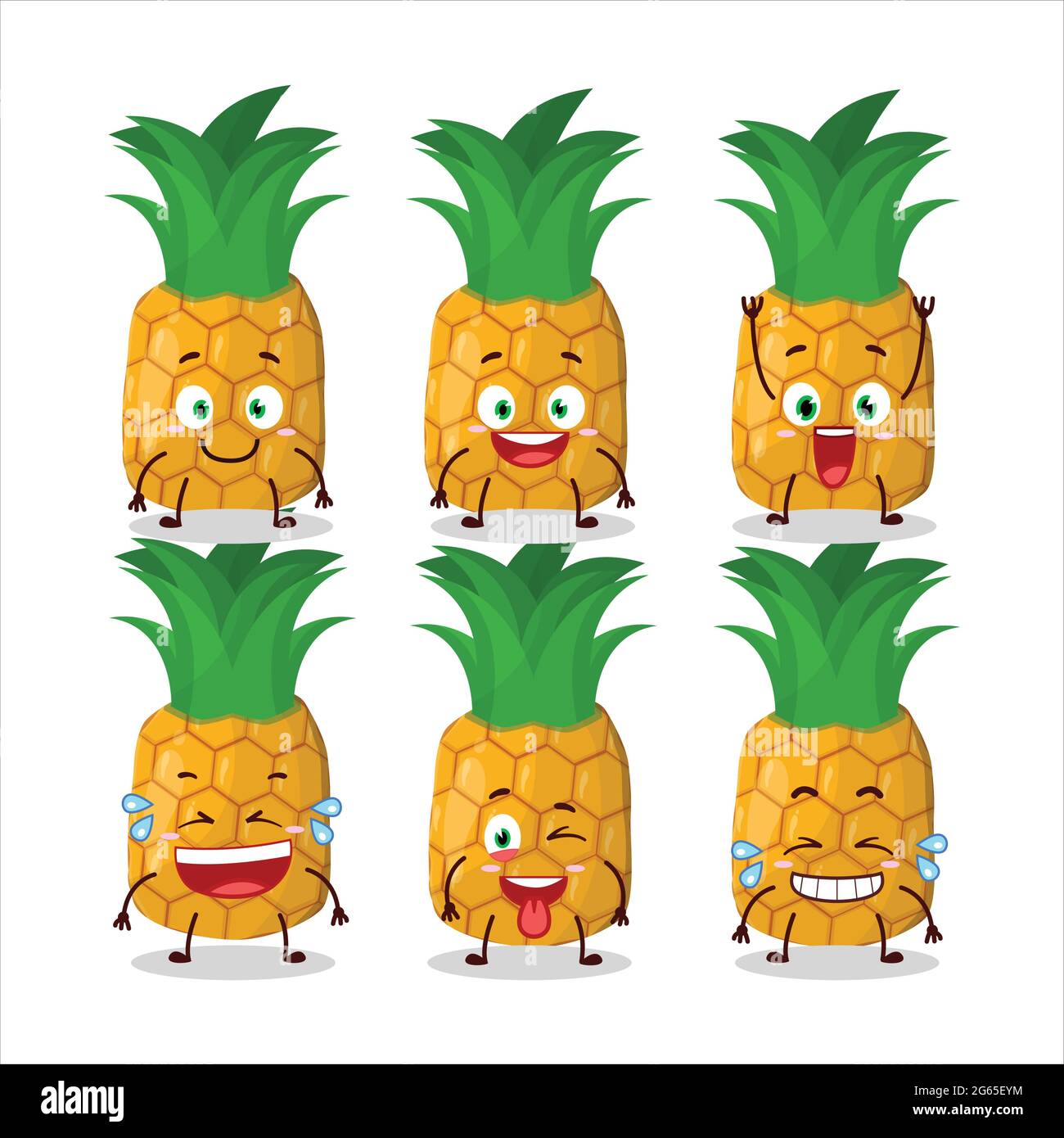 Cartoon character of pineapple with smile expression. Vector ...