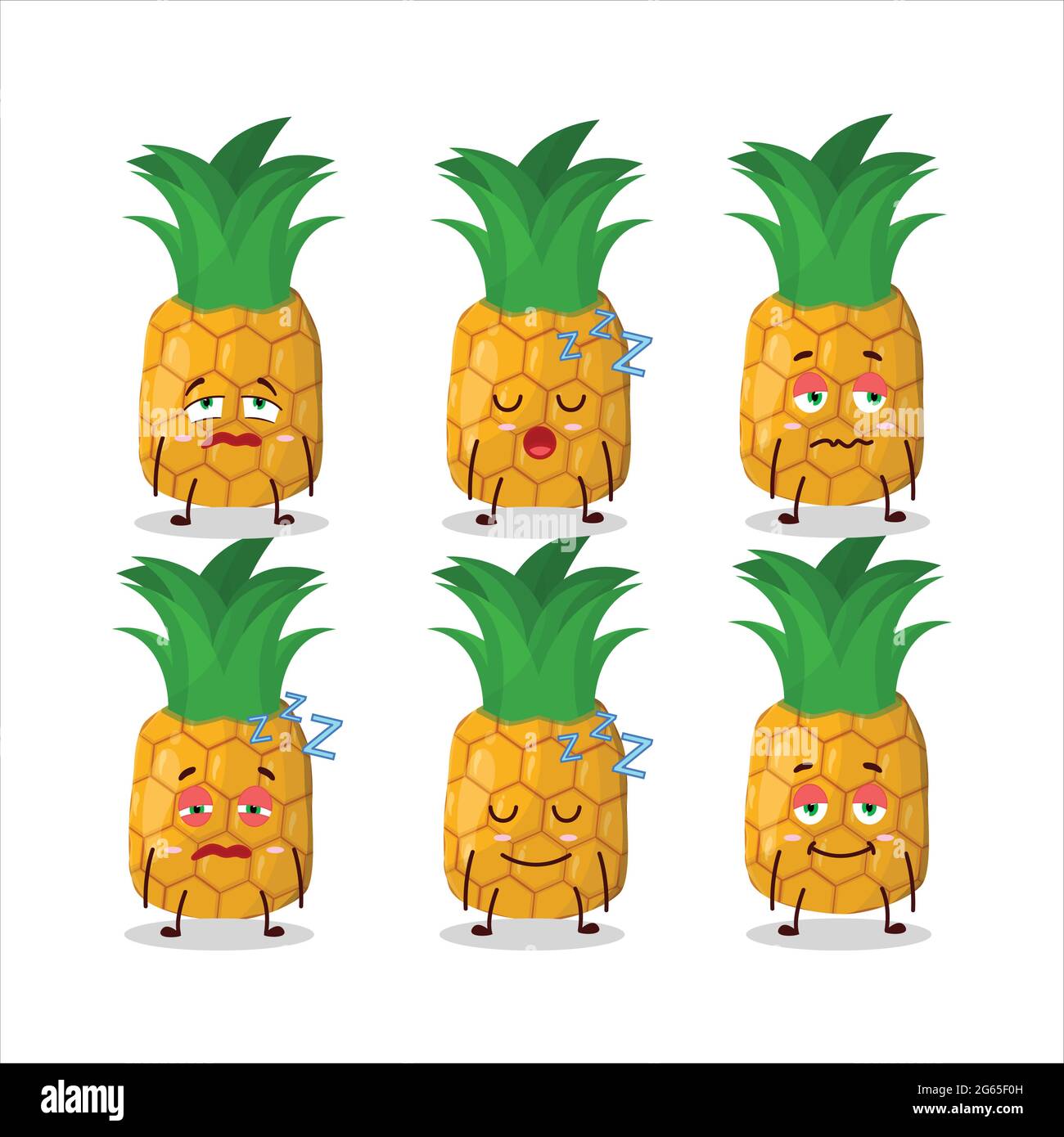 Cartoon character of pineapple with sleepy expression. Vector ...