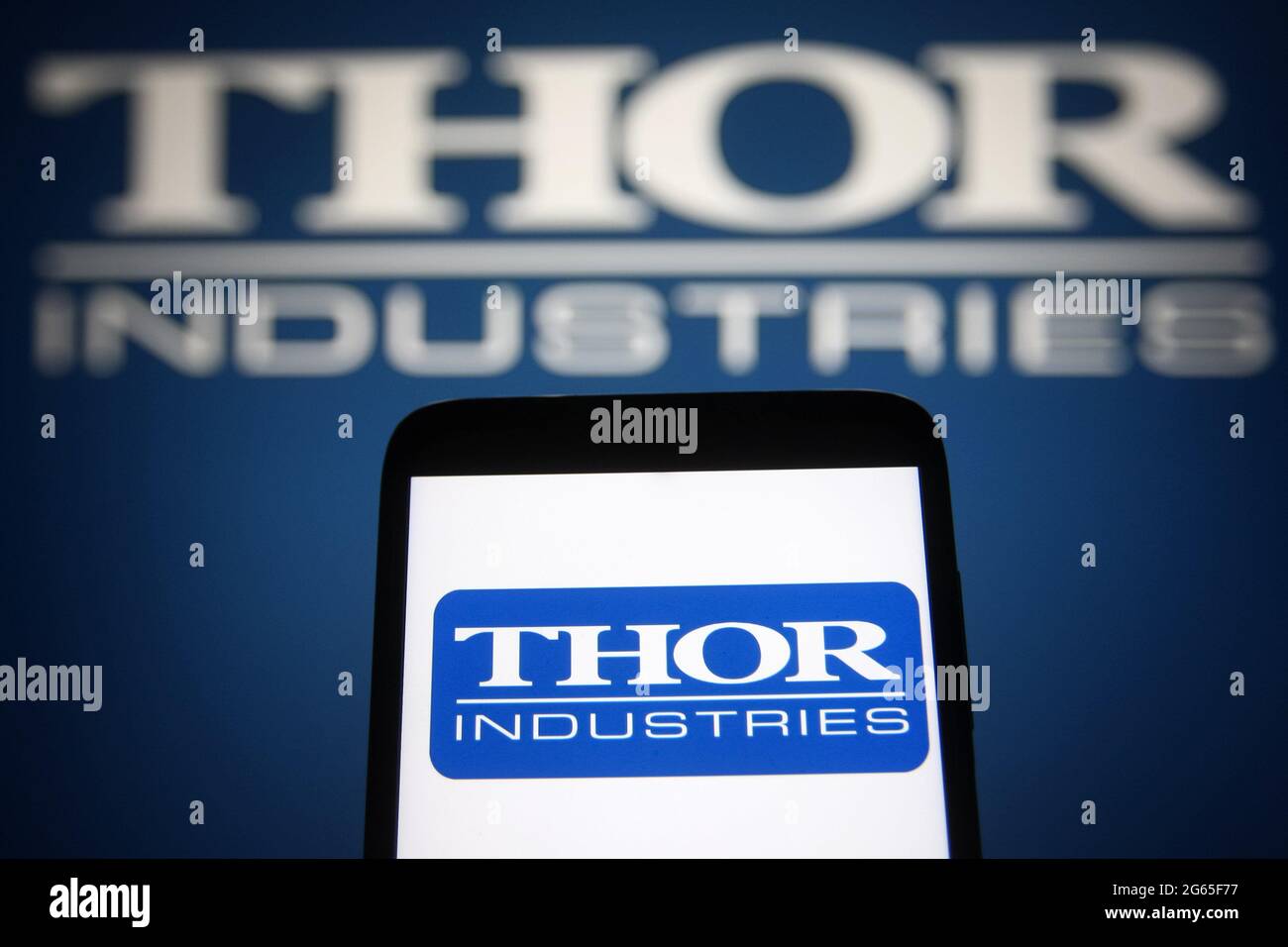 Ukraine. 02nd July, 2021. In this photo illustration a Thor Industries ...