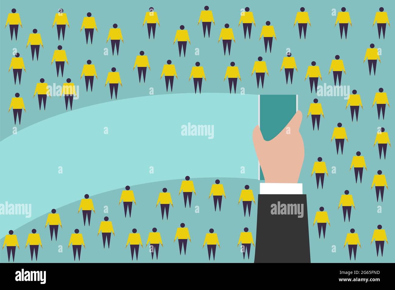 Hand holding a duster cleaning the frame filled with people Stock ...