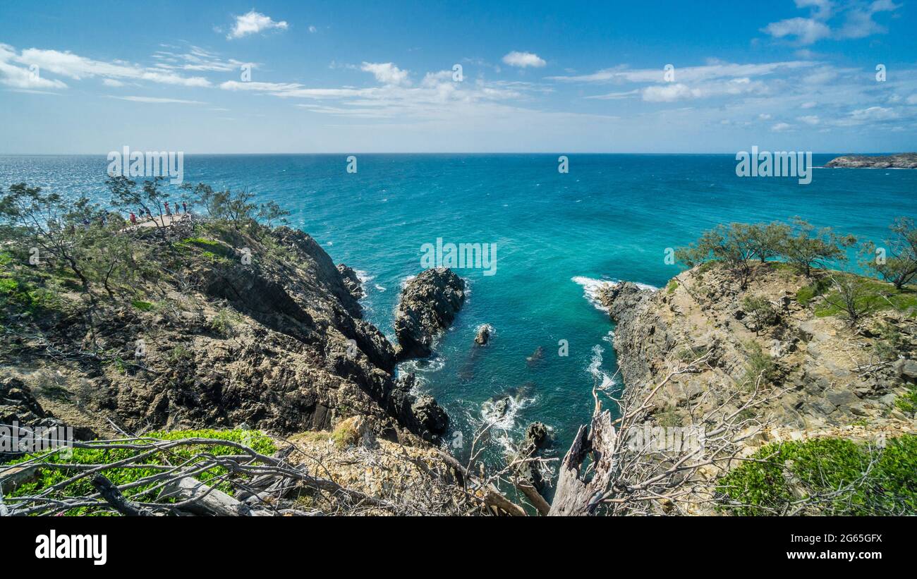 Hell's Gate lookout at the Noosa National Park headland coastal trail ...